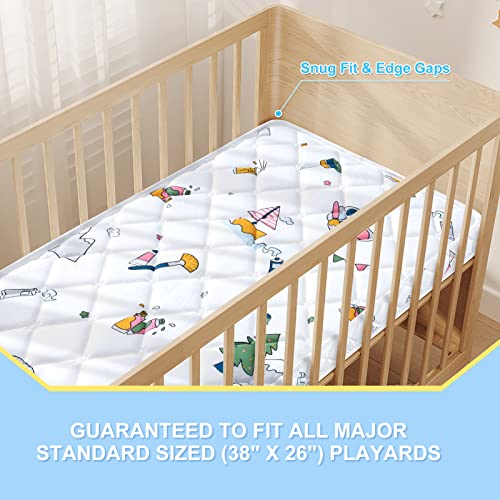 Foldable Pack and Play Mattress Topper Fits for Graco & Baby Trend &Pamo Babe Playard, Comfort and Breathable Pack N Play Mattresses Pad, Firmness Playard Mattress ，Premium Foam Playpen Mattresses