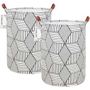 fankang 2 packs round storage basket bins collapsible fabric shelf organizer for storing makeup, baby toys,books, office supplies, etc（2-white magic cube）