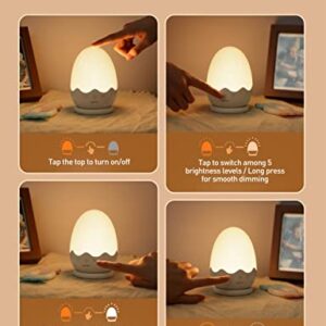 sympa Night Light for Kids, Baby Night Light with 1 Hour Timer & Touch Control, Rechargeable Night Light with 5 Brightness 3 Color Temperature, Touch Lamp Hanging Ring & Memory Function, White