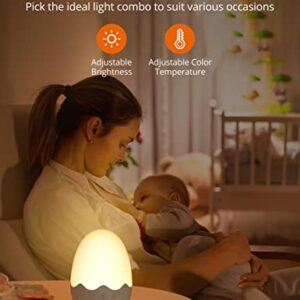 sympa Night Light for Kids, Baby Night Light with 1 Hour Timer & Touch Control, Rechargeable Night Light with 5 Brightness 3 Color Temperature, Touch Lamp Hanging Ring & Memory Function, White