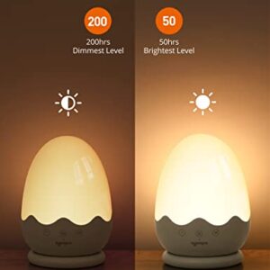 sympa Night Light for Kids, Baby Night Light with 1 Hour Timer & Touch Control, Rechargeable Night Light with 5 Brightness 3 Color Temperature, Touch Lamp Hanging Ring & Memory Function, White