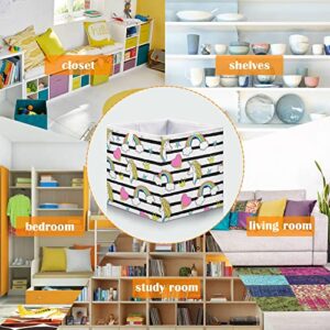 Cartoon Unicorns Rainbows Cube Storage Bin Foldable Storage Cubes Waterproof Toy Basket for Cube Organizer Bins for Kids Nursery Book Bathroom Closet Girls Boys - 11.02x11.02x11.02 in