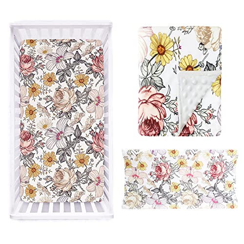 Floral Crib Sheet,Baby Blanket,Changing Pad Covers