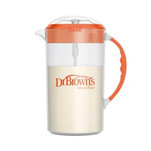 dr. brown's baby formula mixing pitcher with adjustable stopper, locking lid, & no drip spout, 32oz, bpa free, orange