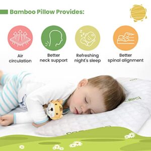 Sleepsia Toddler Pillow - Supersoft (13" X 18") Small Pillow with Bamboo Cover - Ultra Supportive Shredded Memory Foam Toddler Neck Pillows for Sleeping - Green