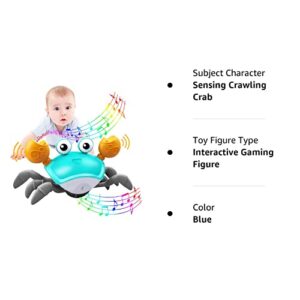 Plnmlls Crawling Crab Baby Toy，Tummy Time Baby Toys with Music and LED Light Will Automatically Avoid Obstacles, Build in Rechargeable Battery for Toddler Interactive Development Toy