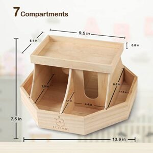 ECOADE Wooden Diaper Caddy Organizer - 360 Degrees Rotating Caddy with Removable Dividers, Nursery Diaper Organizer