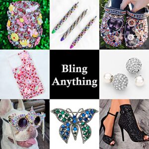 Rhinestone Glue Clear with Rhinestones for Crafts Clothing Clothes, Bedazzler kit with Rhinestones Flatback for Tumblers Fabric Shoes, Rainbow Colorful Flat Back Rhinestones Crystals Gems Rinestones