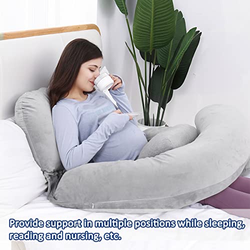 AS AWESLING 60in Pregnancy Pillows for Sleeping | Detachable Maternity Pillow for Pregnant Women | Extra Large Full Body Pillow for Pregnancy with Velvet Cover (Dark Gray)