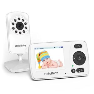 hellobaby monitor with camera and audio, 1000ft long range video baby monitor-no wifi, night vision, vox mode-power saving, 2.4'' portable travel screen, baby safety camera, for baby/pet, plug & play