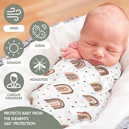 GLLQUEN BABY Receiving Blanket Boy Cotton Muslin Swaddle Blankets Girl Newborn Squares Breathable & Soft Thin Baby Blankets Cloths Double Absorbent Infant Swaddling Wrap - 6 Pack (Rainbow)