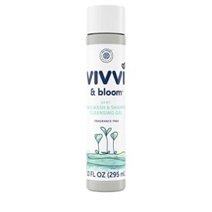 vivvi & bloom gentle 2-in-1 baby wash & shampoo cleansing gel, leaves sensitive skin feeling healthy & moisturized, fragrance-free, formulated without sulfates, paraben, & dyes, 10 fl. oz