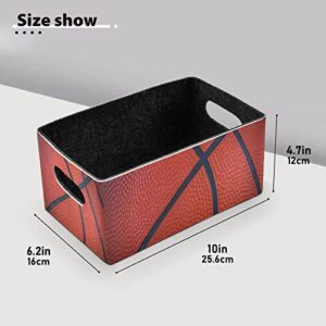 Kcldeci Closeup Basketball Texture Storage Bins Baskets for Organizing 2Pack, Sturdy Storage Basket Foldable Storage Baskets for Shelves Closet Nursery Toy