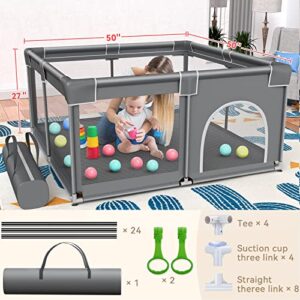 GENTEACO Baby Playpen, 50x50inch Large Play Pen for Babies and Toddlers, Baby Fence Play Yard, Safety Kids Playpin Indoor&Outdoor