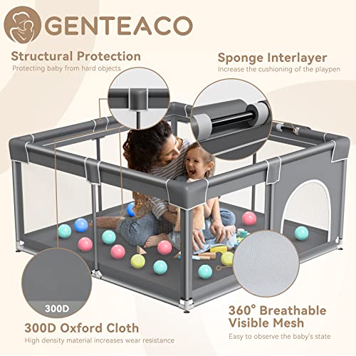 GENTEACO Baby Playpen, 50x50inch Large Play Pen for Babies and Toddlers, Baby Fence Play Yard, Safety Kids Playpin Indoor&Outdoor