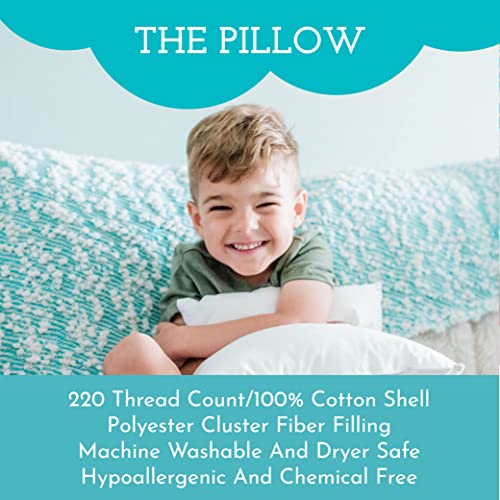 Toddler Pillow with Toddler Pillowcase - Soft Hypoallergenic - Best Pillow for Kids! Better Neck Support and Sleeping! Better Naps in Bed, a Crib, or at School! Makes Travel Comfier! (Elephant Gray)