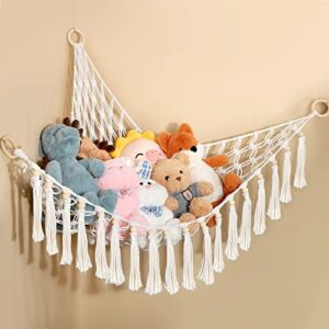 sideim stuffed animal toy hammock,hanging toy net organizer for stuffed animal storage,corner animal net holder for bedroom playroom nursery decor