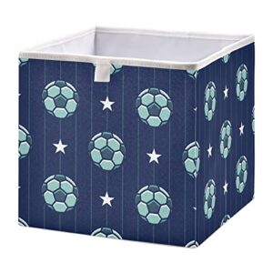 soccer sport cube storage bin collapsible storage bins waterproof toy basket for cube organizer bins for toys nursery kids closet book bathroom office - 11.02x11.02x11.02 in