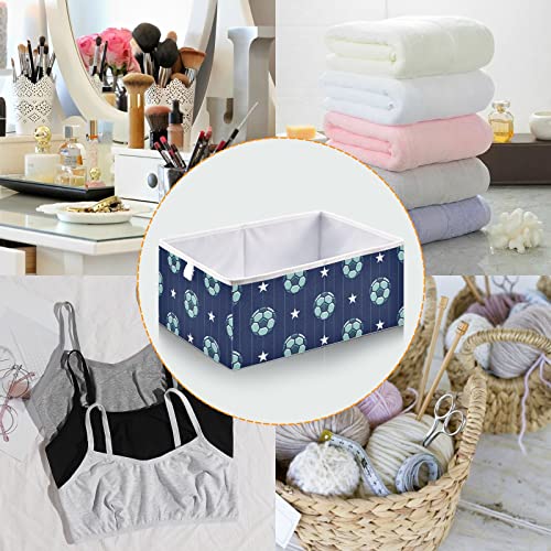 Soccer Sport Cube Storage Bin Collapsible Storage Bins Waterproof Toy Basket for Cube Organizer Bins for Toys Nursery Kids Closet Book Bathroom Office - 11.02x11.02x11.02 in