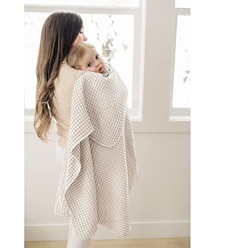 Konssy Waffle Baby Blankets, Nursery Blankets for Boys Girls, Swaddle Blankets Neutral Soft Lightweight Toddler and Kids Throw Blankets(Oat)