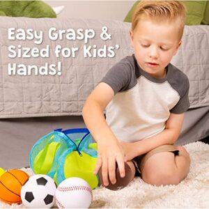 Hapinest Soft Foam Sports Balls with Carrying Bag Toys and Gifts for Baby Toddler Kids Boys and Girls Ages 1 2 3 4 5 Years Old and Up