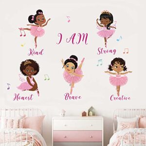 decalmile black girl ballerina wall decals ballet dancing girl wall stickers baby nursery girls bedroom living room wall decor