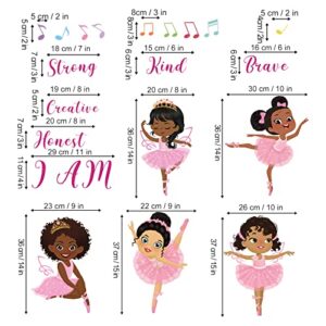 decalmile Black Girl Ballerina Wall Decals Ballet Dancing Girl Wall Stickers Baby Nursery Girls Bedroom Living Room Wall Decor