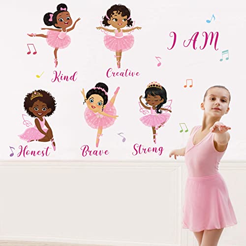 decalmile Black Girl Ballerina Wall Decals Ballet Dancing Girl Wall Stickers Baby Nursery Girls Bedroom Living Room Wall Decor