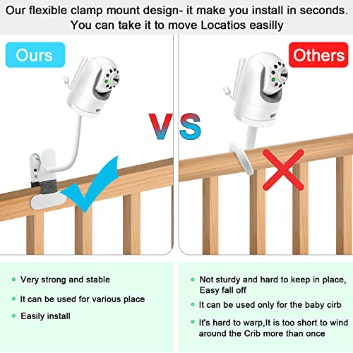 Baby Monitor Mount Compatible with Infant Optics DXR-8 and DXR-8 PRO , 15.7 inches Flexible Long Gooseneck ArmBaby Camera Holder Stand for Crib Nursery, Without Tools or Wall Damage