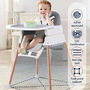 3 in 1 Baby High Chair, Bellababy Adjustable Convertible Chairs for Babies and Toddlers, Compact/Light Weight/Portable/Easy to Clean