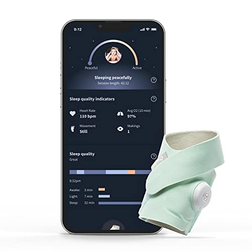 Owlet Dream Sock - Smart Baby Monitor View Heart Rate and Average Oxygen O2 ( Sleep Quality Indicators) Mint (Renewed)