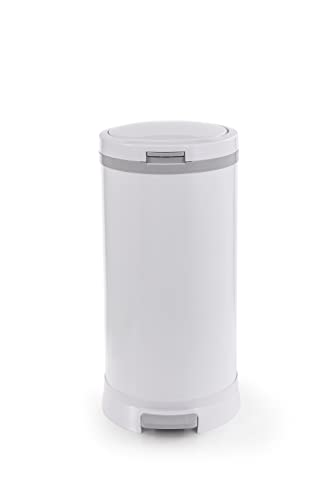 Bubula Premium Steel Diaper Waste Pail with Step Open, White