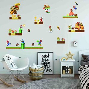 Brothers Wall Decals Build Scene Wall Stickers Peel and Stick Video Game Wall Art Decor Decals for Kids Boys Room Nursery Living Room and Door