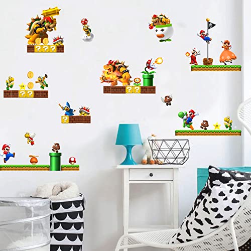 Brothers Wall Decals Build Scene Wall Stickers Peel and Stick Video Game Wall Art Decor Decals for Kids Boys Room Nursery Living Room and Door