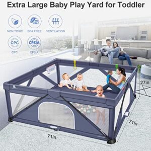 A ALFRESCOOL Foldable Baby Gate Playpen, 71"x71"(35 sq. ft Space), Extra Large Playards for Toddler, Indoor & Outdoor, Kids Activity Center, Suitable for Home Travel Picnic