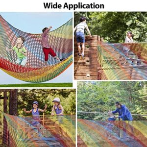 Toriexon Playground Safety Net 14.7' X 9.8', Double Layers Climbing Cargo Net for Kids, Multicolored Playground Net for Obstacle Training, Tree House, Back Yard etc.