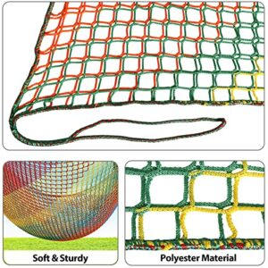 Toriexon Playground Safety Net 14.7' X 9.8', Double Layers Climbing Cargo Net for Kids, Multicolored Playground Net for Obstacle Training, Tree House, Back Yard etc.