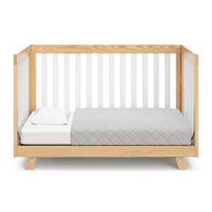 Storkcraft Beckett 3-in-1 Convertible Crib (Natural with White Slats) – Converts from Baby Crib to Toddler Bed and Daybed, Fits Standard Full-Size Crib Mattress, Adjustable Mattress Support Base