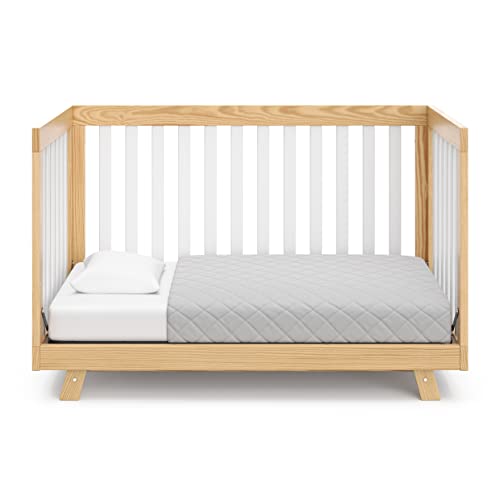 Storkcraft Beckett 3-in-1 Convertible Crib (Natural with White Slats) – Converts from Baby Crib to Toddler Bed and Daybed, Fits Standard Full-Size Crib Mattress, Adjustable Mattress Support Base