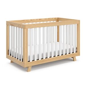 storkcraft beckett 3-in-1 convertible crib (natural with white slats) – converts from baby crib to toddler bed and daybed, fits standard full-size crib mattress, adjustable mattress support base