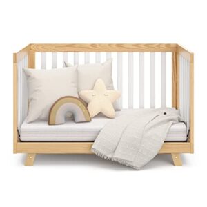 Storkcraft Beckett 3-in-1 Convertible Crib (Natural with White Slats) – Converts from Baby Crib to Toddler Bed and Daybed, Fits Standard Full-Size Crib Mattress, Adjustable Mattress Support Base