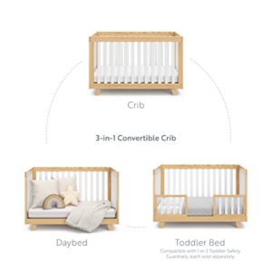 Storkcraft Beckett 3-in-1 Convertible Crib (Natural with White Slats) – Converts from Baby Crib to Toddler Bed and Daybed, Fits Standard Full-Size Crib Mattress, Adjustable Mattress Support Base