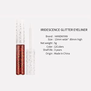 Quxunzzz Liquid Glitter Eyeshadow,Liquid Glitter Eyeliner Metallic Glitter Shimmer Eye Looks Waterproof Long Lasting Quick-Drying Sparkling Eye Shadow Makeup euphoria makeup 11