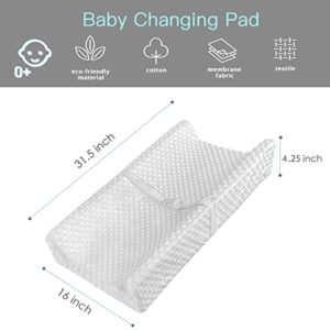 YENING Baby Diaper Changing Pad for Dresser Top with Cover Waterproof Lining Foam Contoured Changing Table Pads Topper 31" x 16" Grey