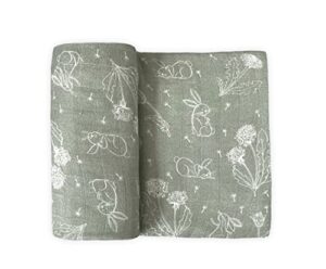 leyl&ari muslin swaddle blanket (sage/bunny & dandelion)