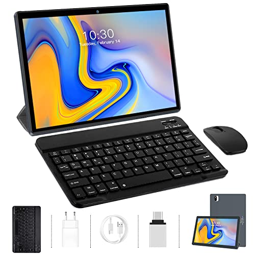 DUODUOGO 2 in 1 Tablet 10 Inch with Keyboard Mouse Stylus, 256GB Expand 64GB ROM 4GB RAM Android 11.0 Quad-Core 1.8Ghz HD IPS Screen Dual Camera FM OTG Bluetooth Tablets,WiFi Version, DGO-S9