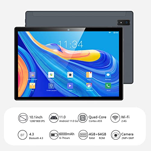 DUODUOGO 2 in 1 Tablet 10 Inch with Keyboard Mouse Stylus, 256GB Expand 64GB ROM 4GB RAM Android 11.0 Quad-Core 1.8Ghz HD IPS Screen Dual Camera FM OTG Bluetooth Tablets,WiFi Version, DGO-S9