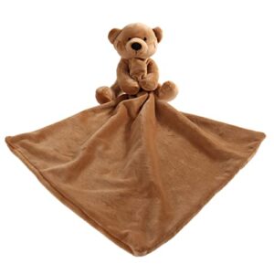 apricot lamb stuffed animals security blanket brown teddy bear infant nursery character blanket luxury snuggler plush(brown bear, 13 inches)