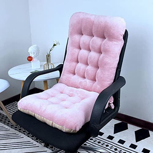 Non-Slip Chair Cushion, Premium Tufted Rocking Seat Back Pad with Ties, Durable & Comfort Pillow Cushion for Relief Sciatica, Thick Chair Mat for Office Car Dining Room Kitchen Outdoor/Indoor Pink