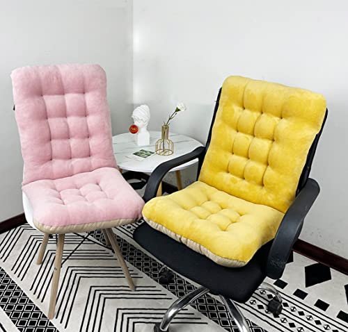 Non-Slip Chair Cushion, Premium Tufted Rocking Seat Back Pad with Ties, Durable & Comfort Pillow Cushion for Relief Sciatica, Thick Chair Mat for Office Car Dining Room Kitchen Outdoor/Indoor Pink